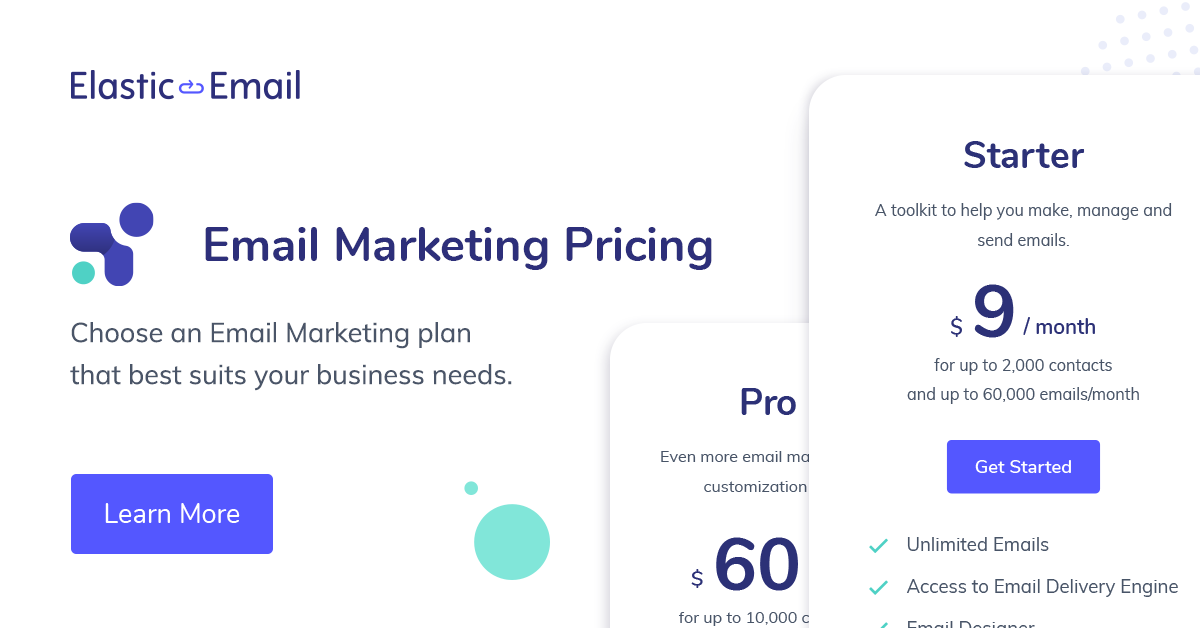 Email Marketing Pricing Plans - Elastic Email