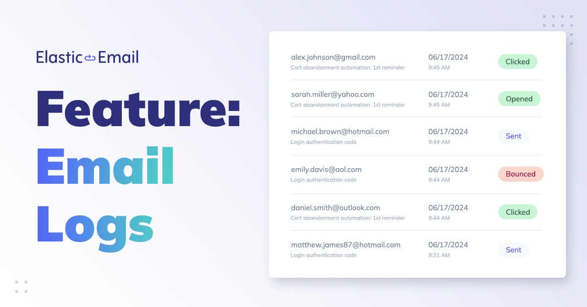 Check email logs for email sending status | Elastic Email