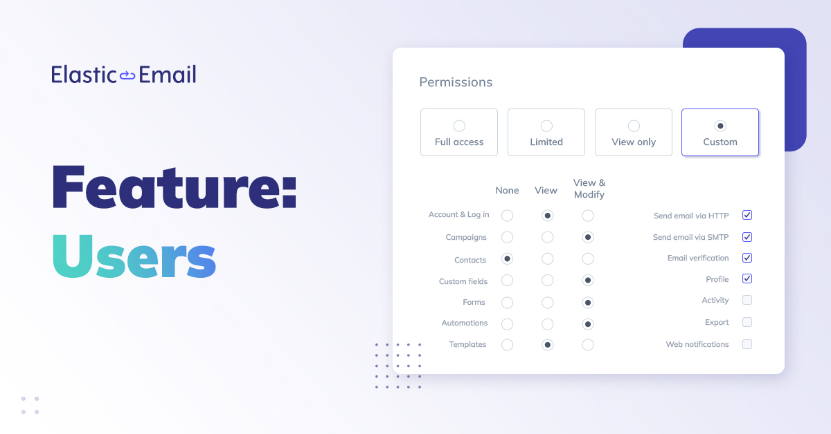 Users to co-manage your account | Elastic Email